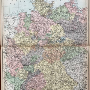 German Empire Map, Original 1875 Blacks Atlas, West Germany, Bavaria - Etsy