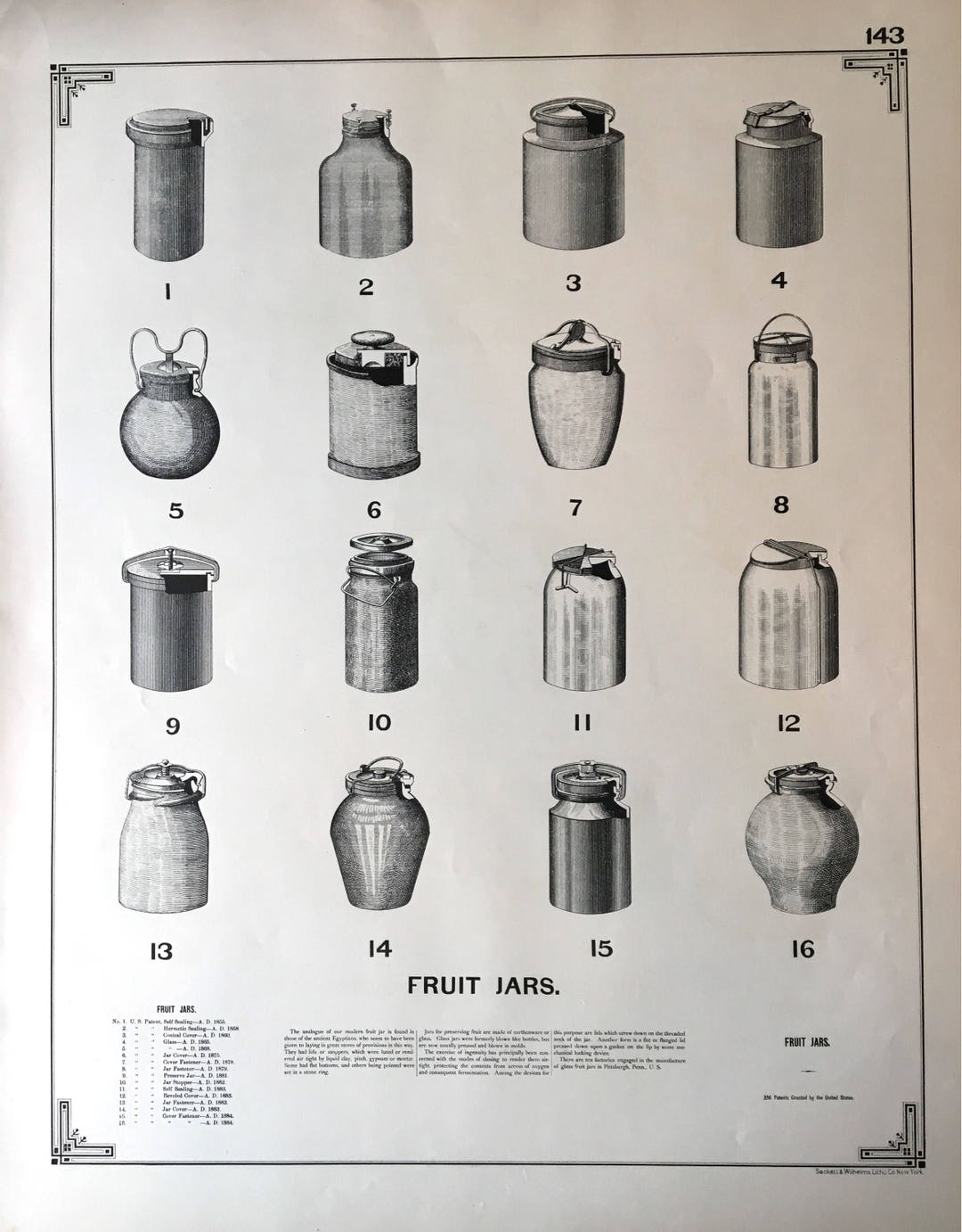 Antique Fruit Jars Print, Original 1892 Lithograph, Growth of ...