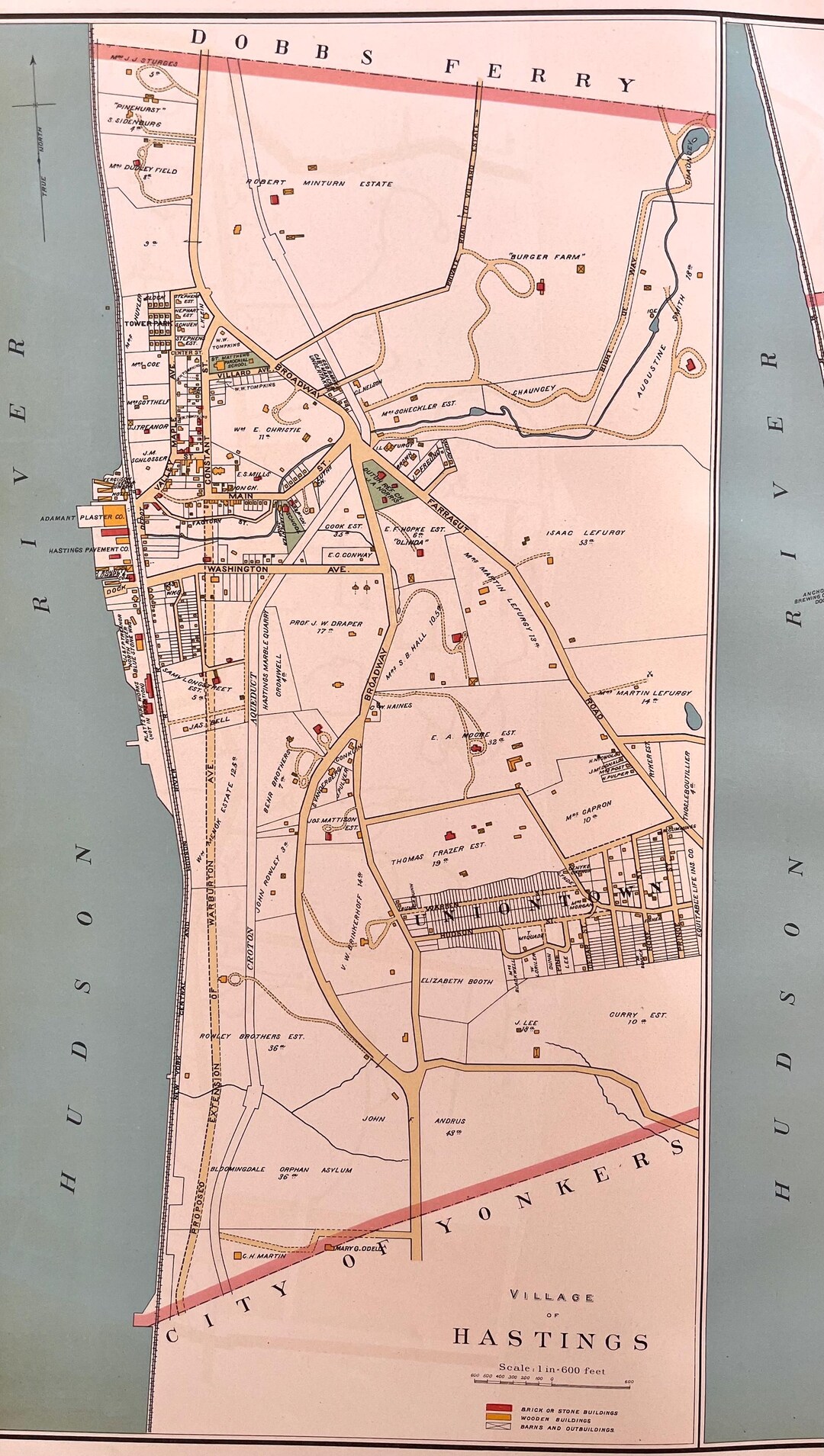 Irvington Map, Original 1890 Westchester County Atlas, Dobbs Ferry ...