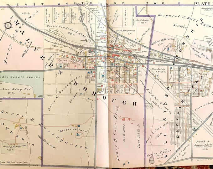 Malvern Map, Willistown Township Map, Original 1912 Pennsylvania Main ...