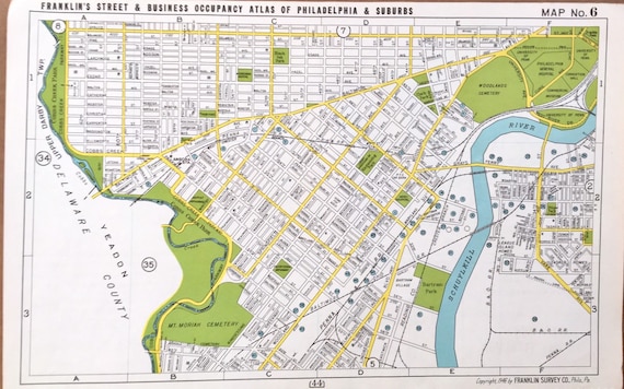 West Philadelphia Map Original 1946 Franklins Atlas Map | Etsy