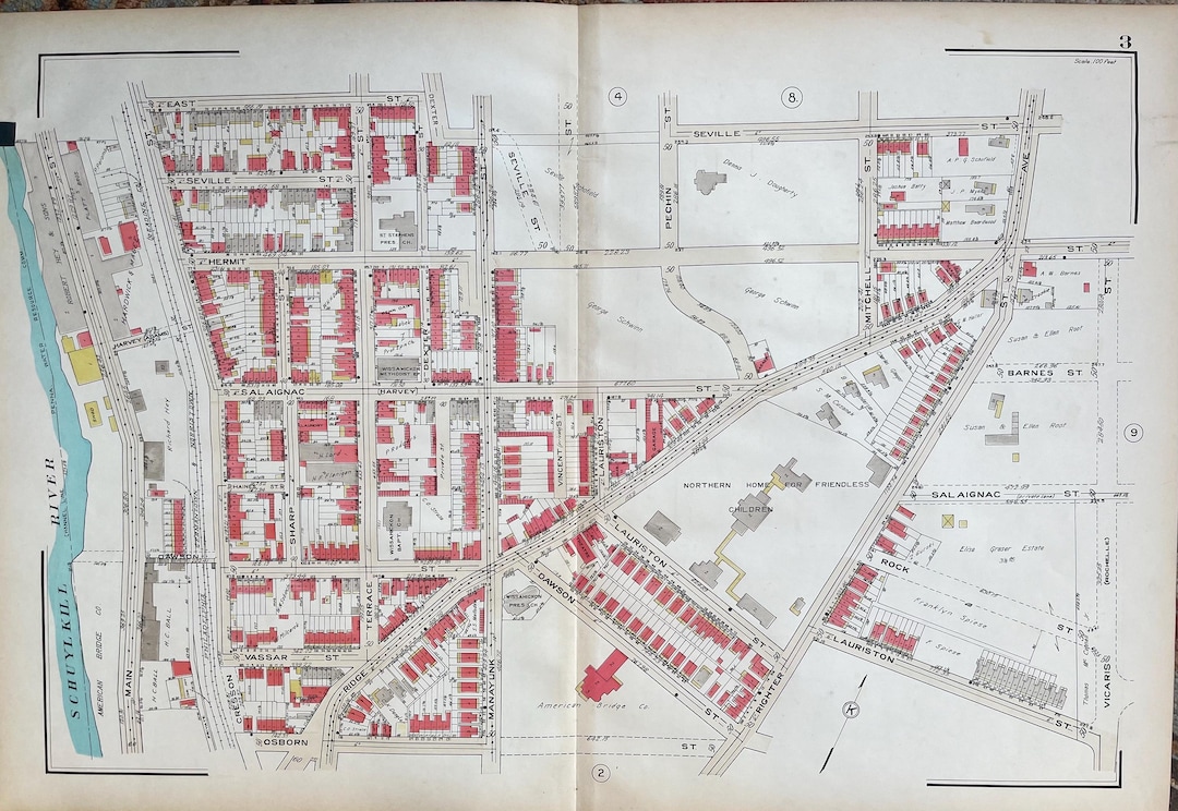 Manayunk Map, Original 1919 Klinge Atlas, Wissahickon, Ward 21 - Etsy