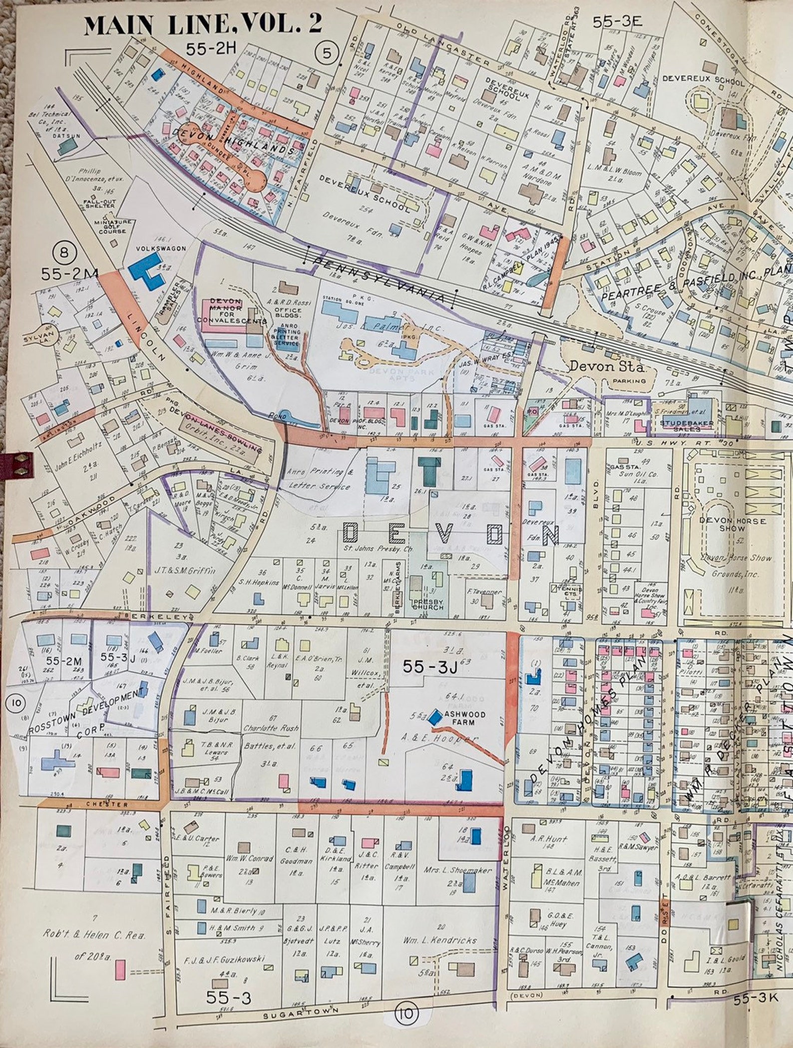 1963 Tredyffrin and Easttown Map, Devon Map, Original 1963 Atlas Map ...
