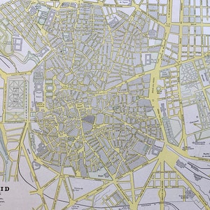 Antique Madrid Map, Original 1895 Crams Atlas, Madrid Spain, Real ...