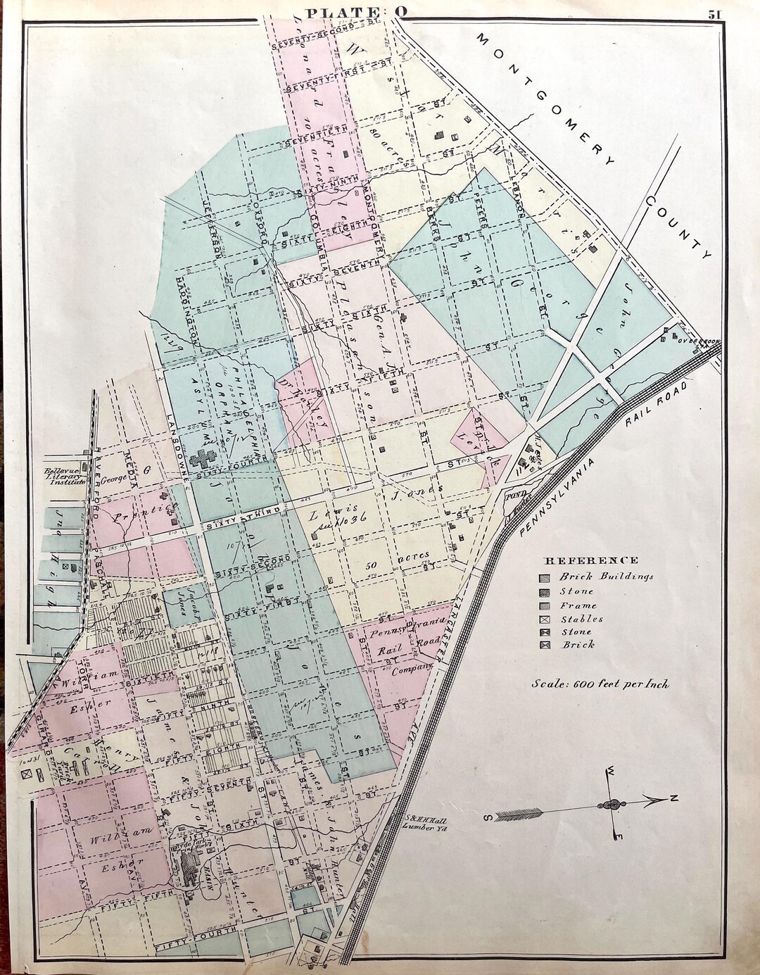 Overbrook Map, Original 1875 West Philadelphia Atlas, Haddington, Mill ...