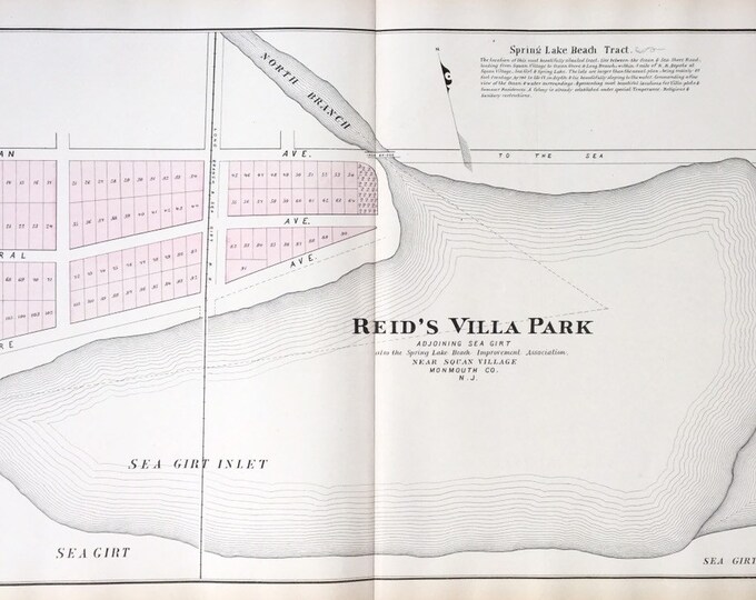 Spring Lake Map Original 1878 New Jersey Shore Atlas Sea | Etsy