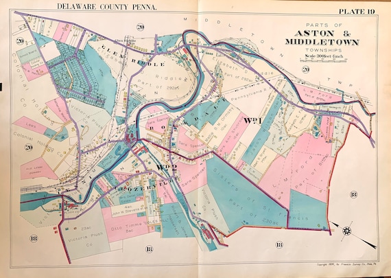 Aston Map Original 1934 Delaware County Middletown Township | Etsy