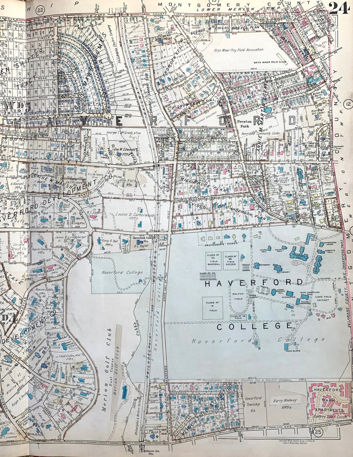 1947 Haverford Township Map Original Main Line Pennsylvania | Etsy