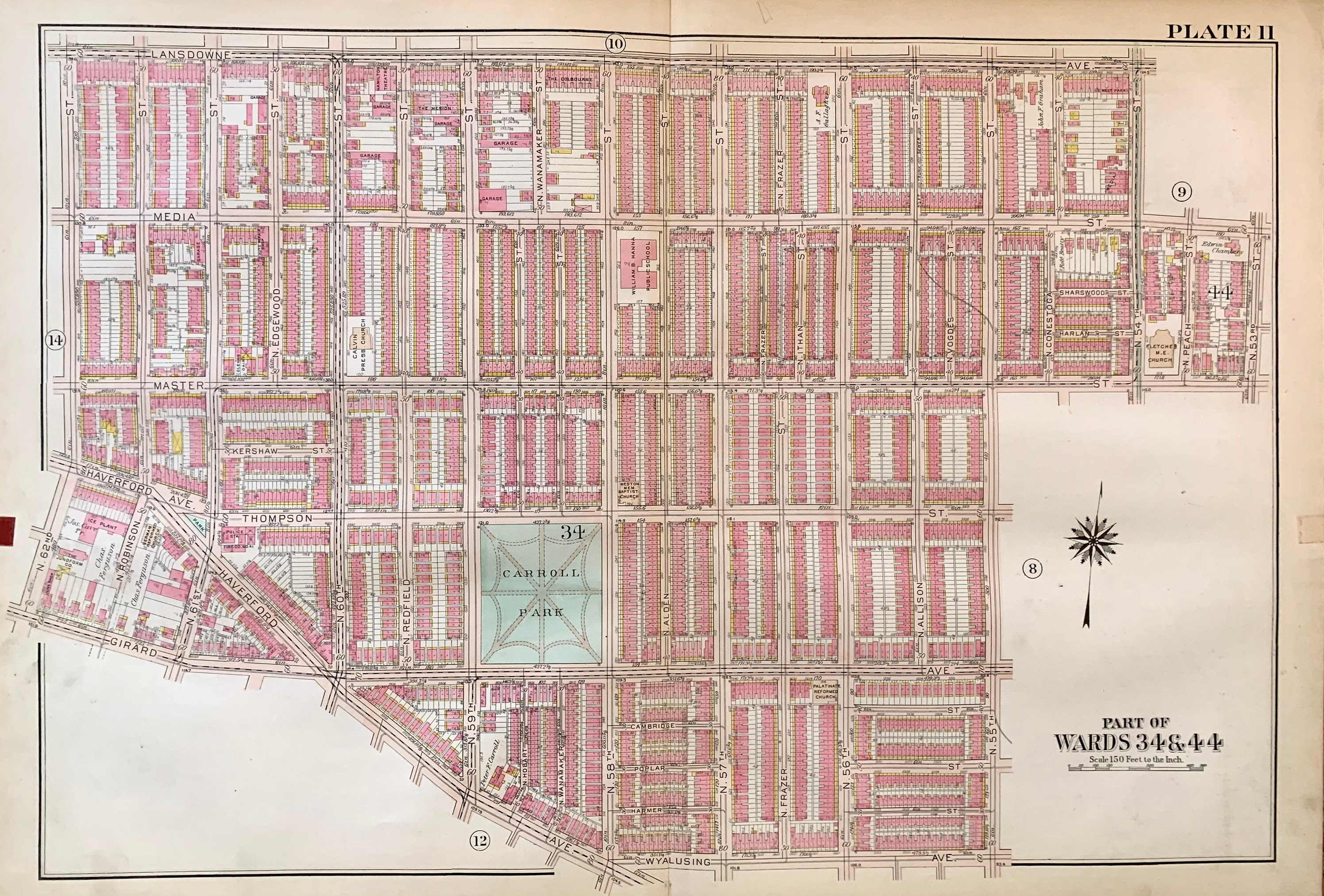 West Philadelphia Map, Carroll Park, Original 1926 City of Philadelphia ...