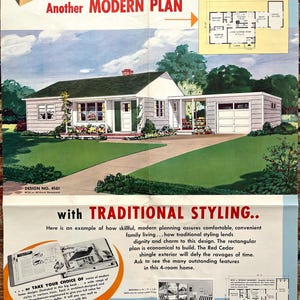 Vintage House Plan Poster, Original 1950s Weyerhaeuser Mid Century ...