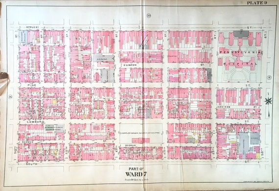Gayborhood Map Original 1927 Philadelphia Atlas Map Hand | Etsy