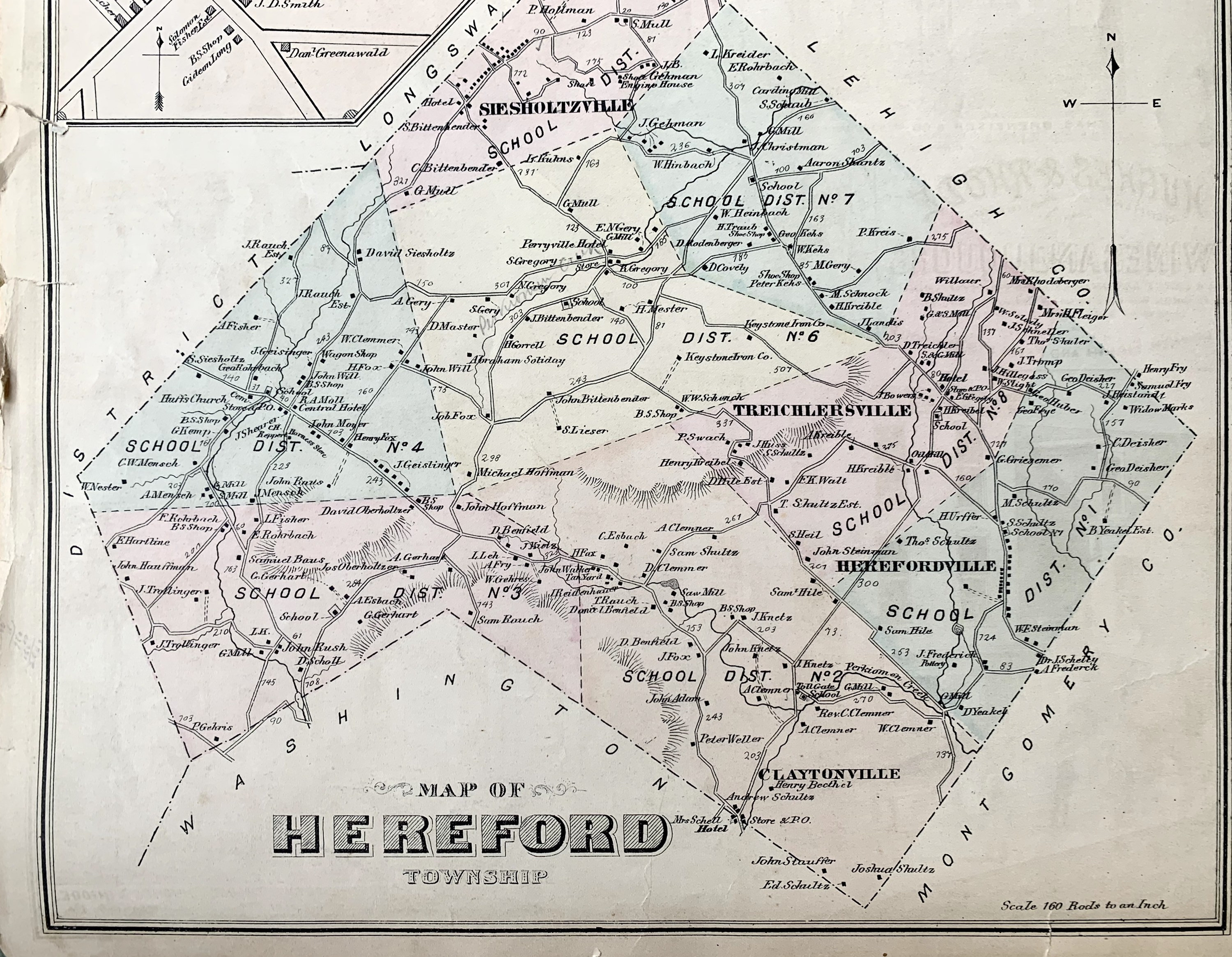 Hereford Township Map Original 1876 Berks County Pennsylvania - Etsy UK