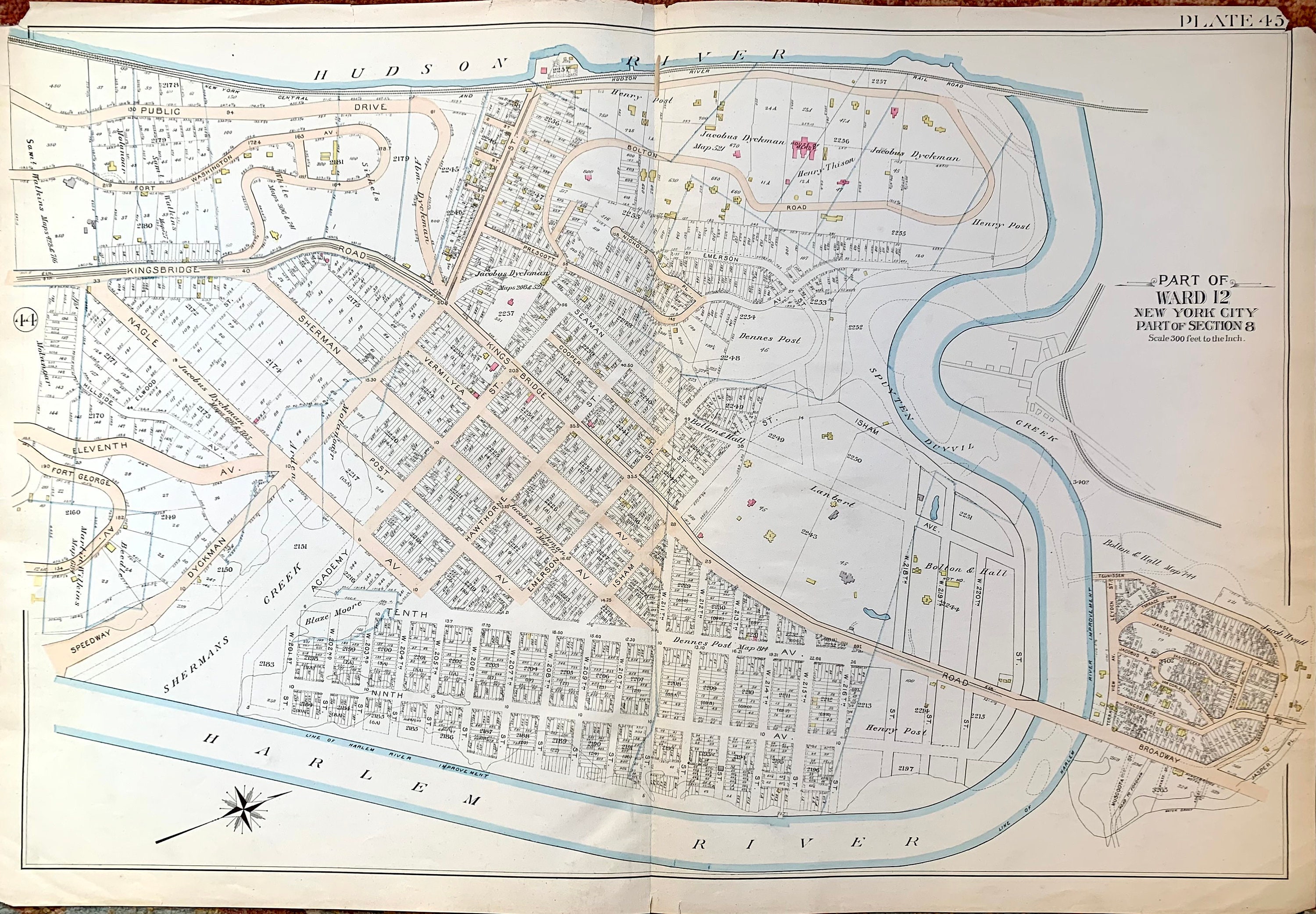 Fort George Map, Original 1894 Manhattan Atlas, Inwood Map, Fort Tyron ...