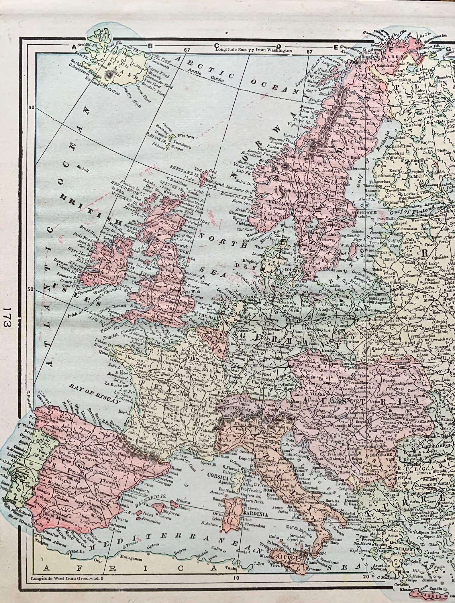 Antique Europe Map, Original 1901 Crams Atlas, British Isles - Etsy