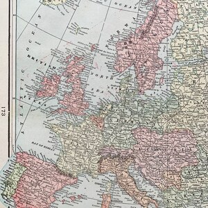Antique Europe Map, Original 1901 Crams Atlas, British Isles - Etsy