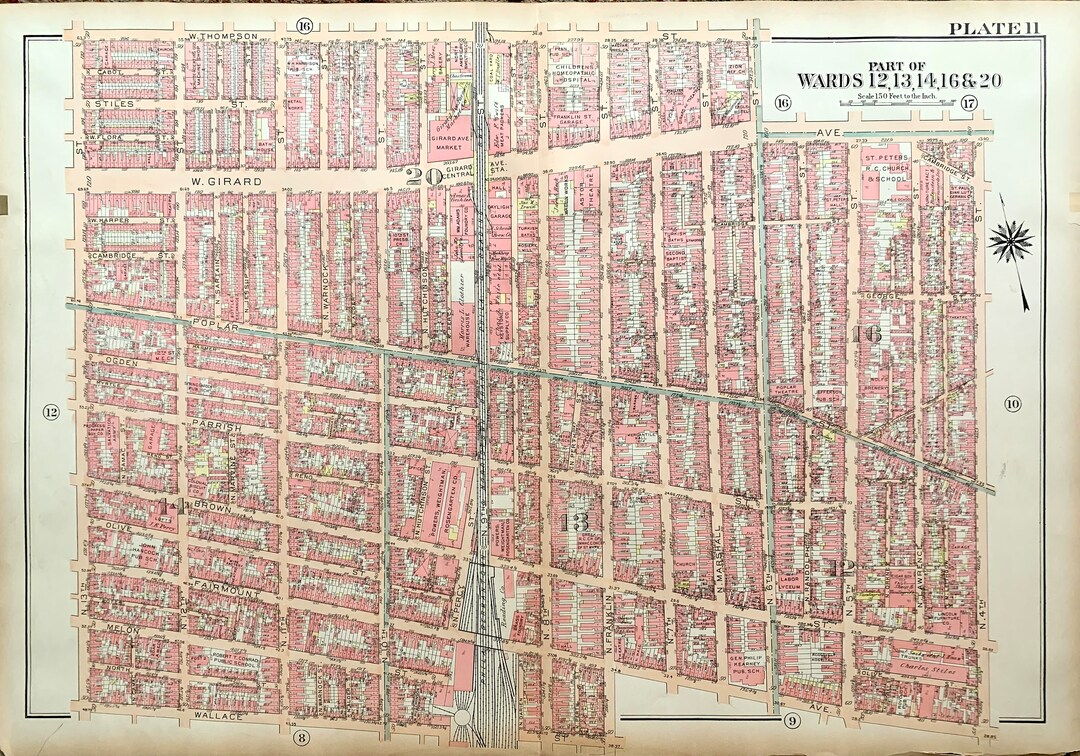 Poplar Map, Original 1922 Philadelphia Atlas, Northern Liberties - Etsy