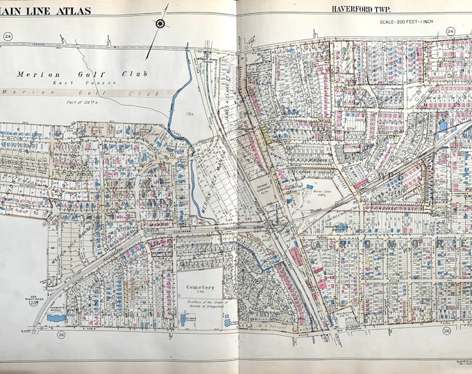 1947 Ardmore Map, Original Main Line Pennsylvania Railroad Atlas ...