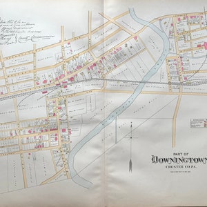 Downingtown Map, Original 1883 Chester County Pennsylvania Farm Atlas ...