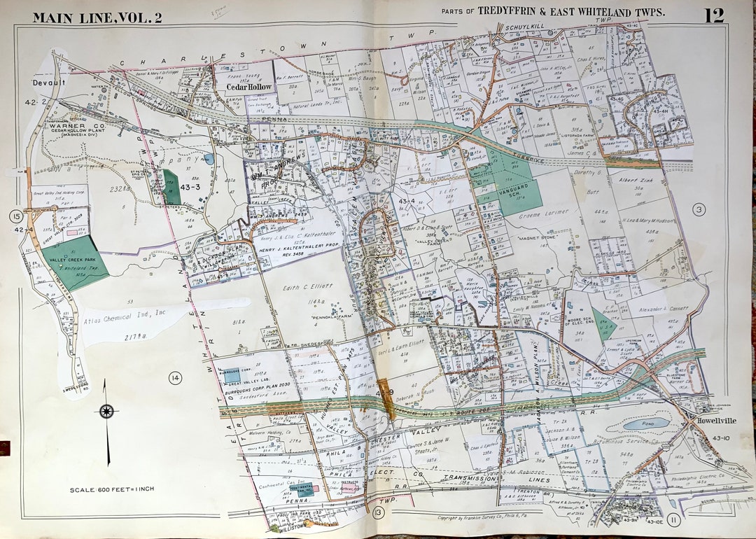 Paoli Map, Original 1963 Franklins Atlas, Tredyffrin Township ...
