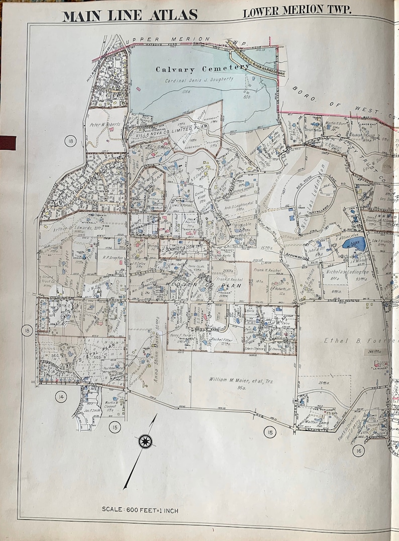 West Conshohocken Map, Lower Merion Township, Gladwyne, Original 1947 ...
