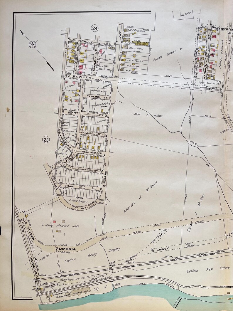 Roxborough Map, Original Ward 21 Philadelphia Atlas, Shawmont, Manayunk ...