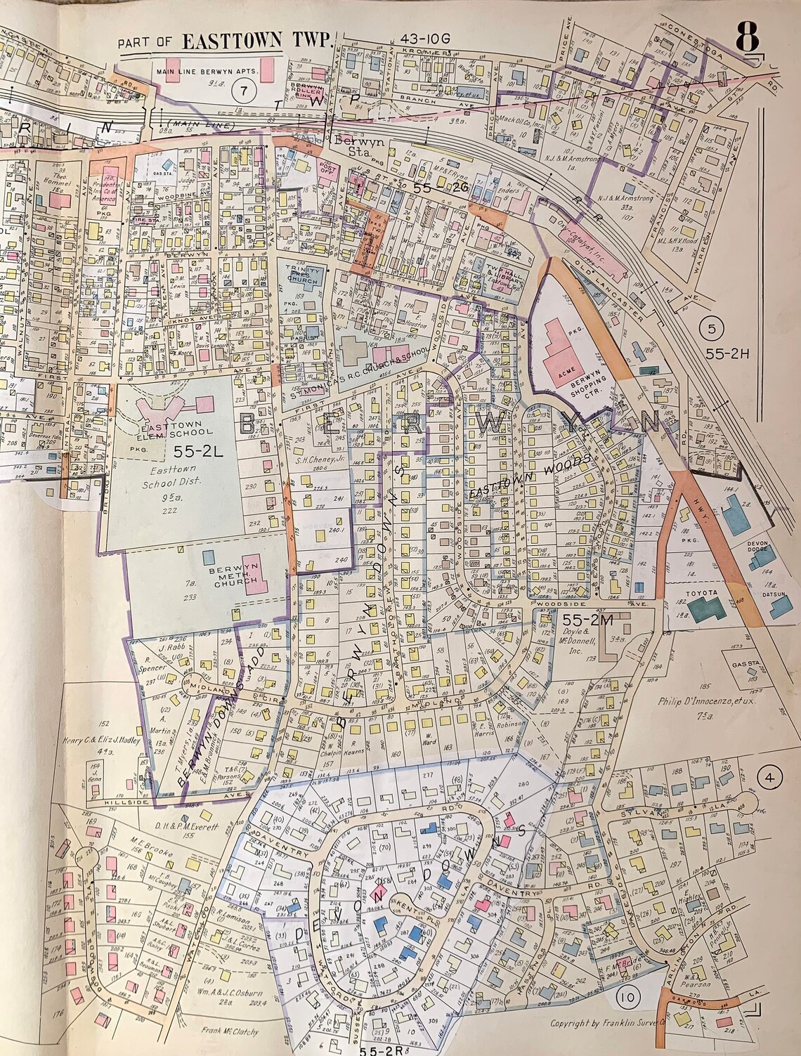 Berwyn Map, Original 1963 Franklins Atlas, Easttown Township, Devon - Etsy