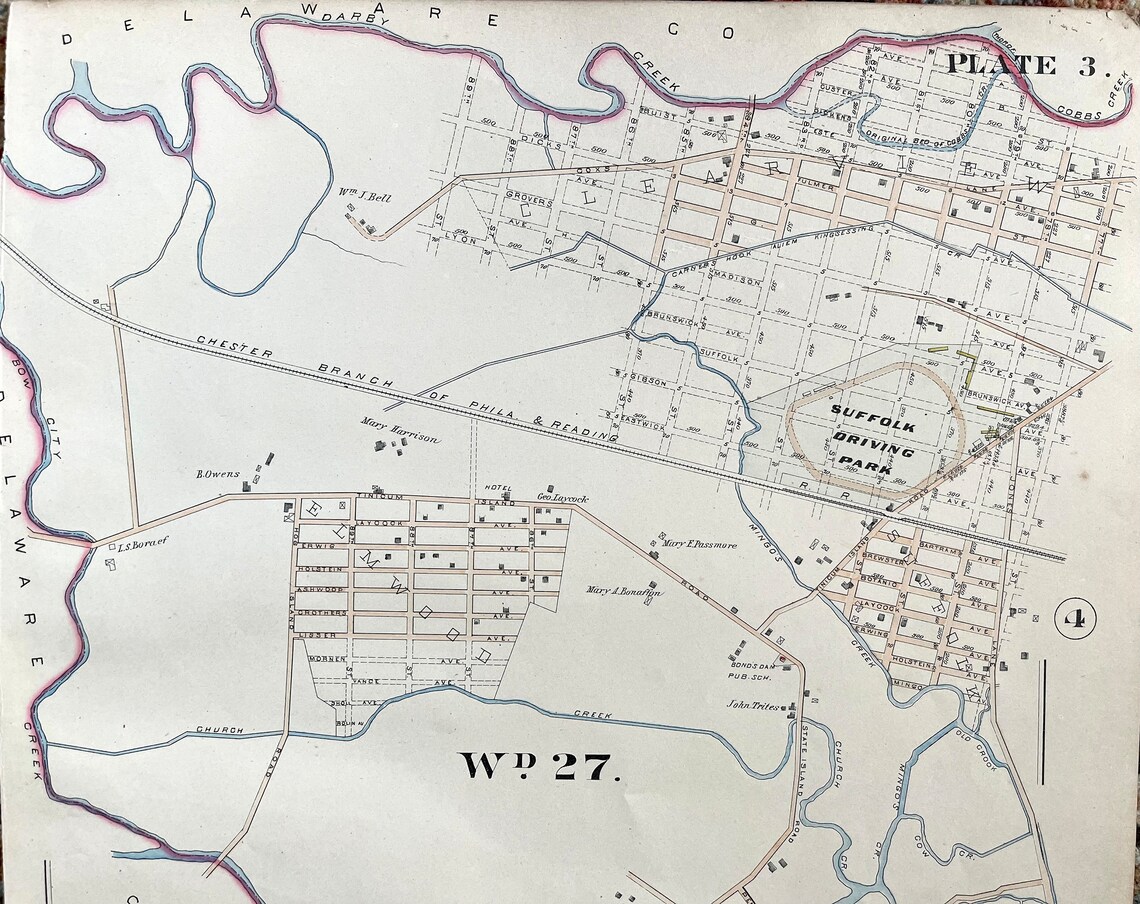 Fort Mifflin Map, Original 1886 Philadelphia Atlas, Eastwick Map, PHL ...
