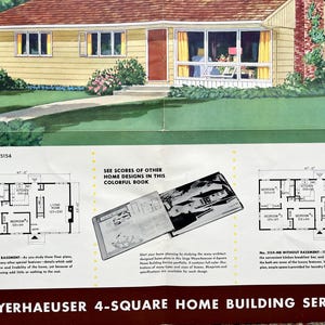Vintage House Plan Poster, Original 1950s Weyerhaeuser Mid Century ...