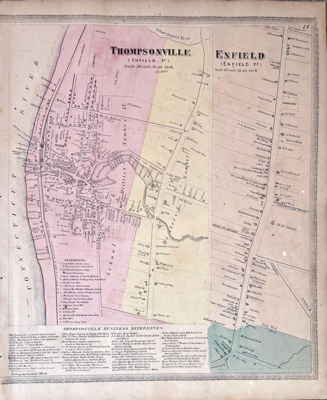 Enfield Map, Hartford County, Connecticut Atlas, Thompsonville ...