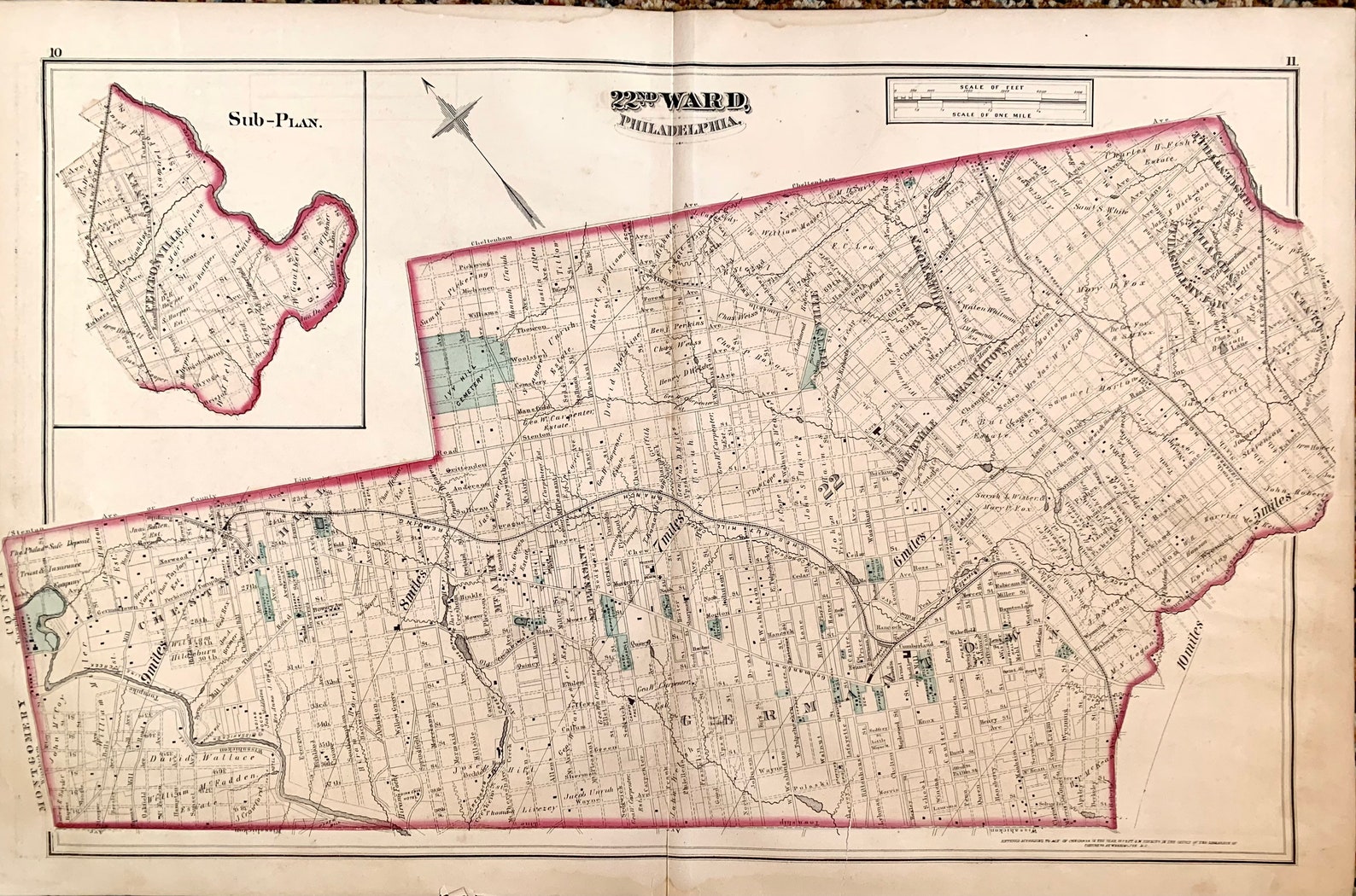 Chestnut Hill Map Original 1877 Philadelphia and Environs - Etsy