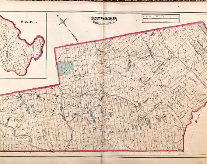 Chestnut Hill Map, Original 1877 Philadelphia and Environs Atlas ...