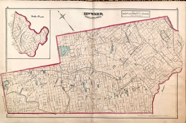 Chestnut Hill Map Original 1877 Philadelphia and Environs - Etsy