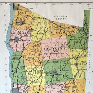 Dutchess County Map, Original 1941 State of New York Atlas, Fishkill ...