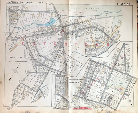 Little Silver Map Eatontown Map Original 1941 Monmouth - Etsy