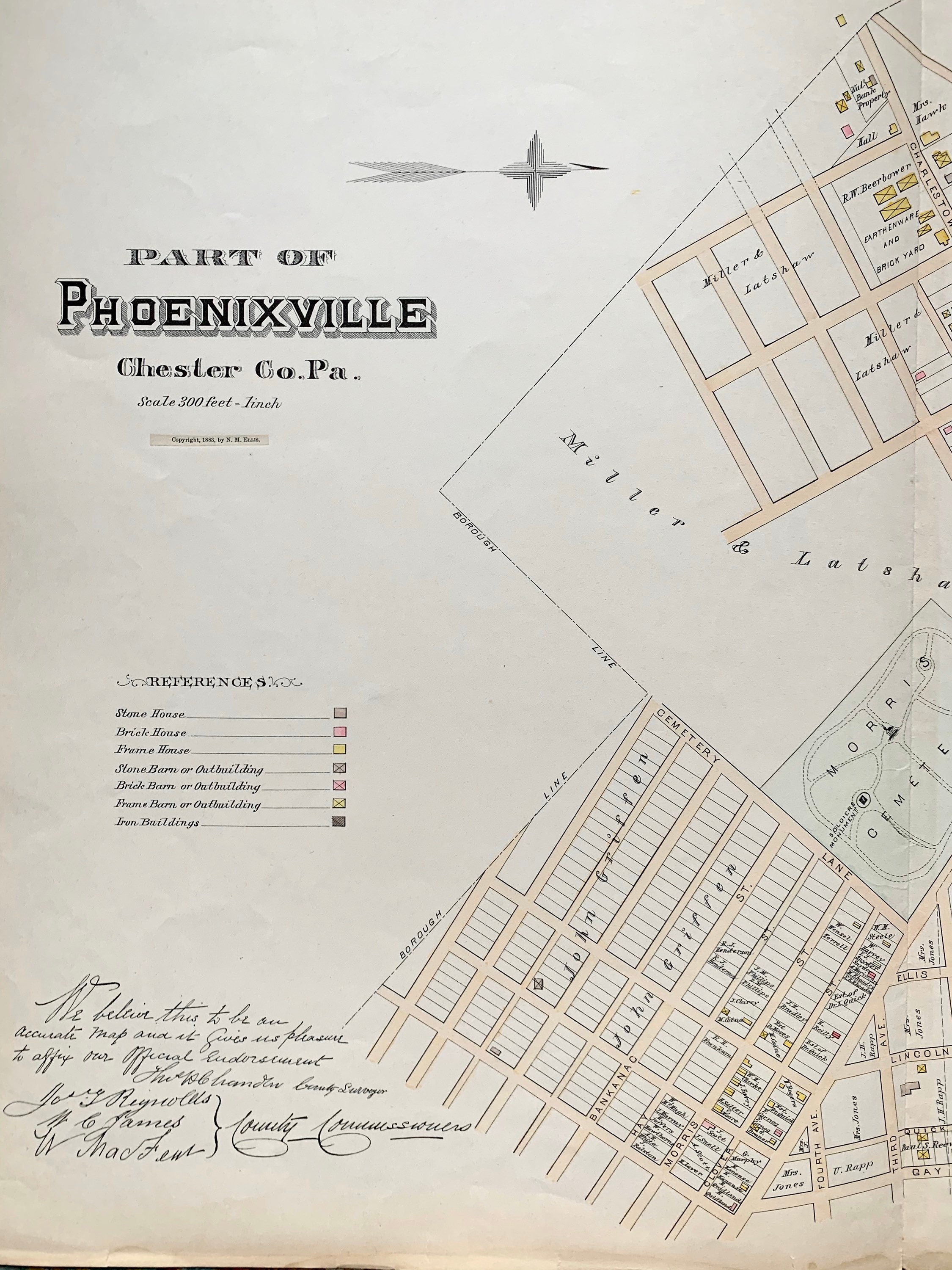Phoenixville map Original 1883 Chester County Pennsylvania - Etsy.de