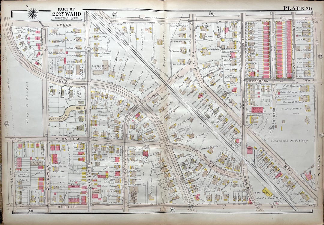 Mount Airy Map, City of Philadelphia Atlas Map, 1923 Original Hand ...