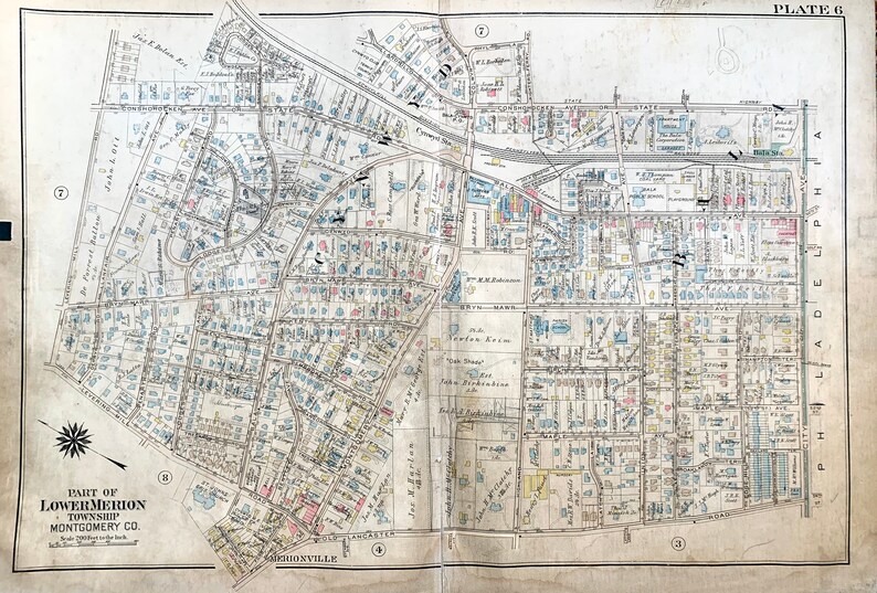 1926 Bala Cynwyd Map Original Main Line Pennsylvania Railroad | Etsy