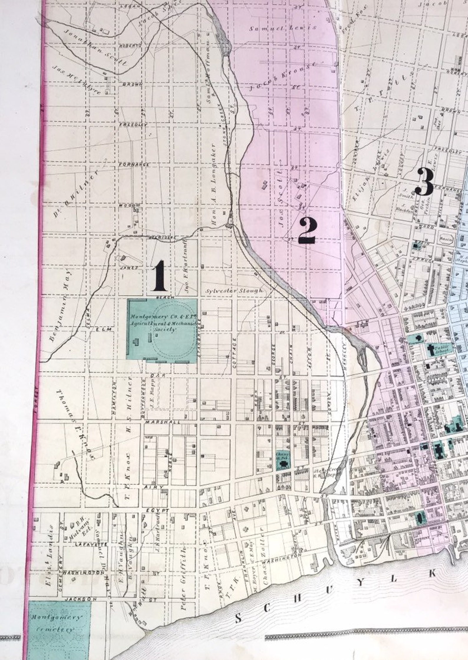 Norristown Atlas Map, Original 1877 Hand Colored, Montgomery County ...