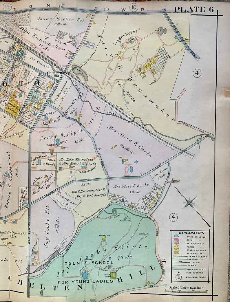 Cheltenham Map Original North Penn Atlas Wyncote Map - Etsy