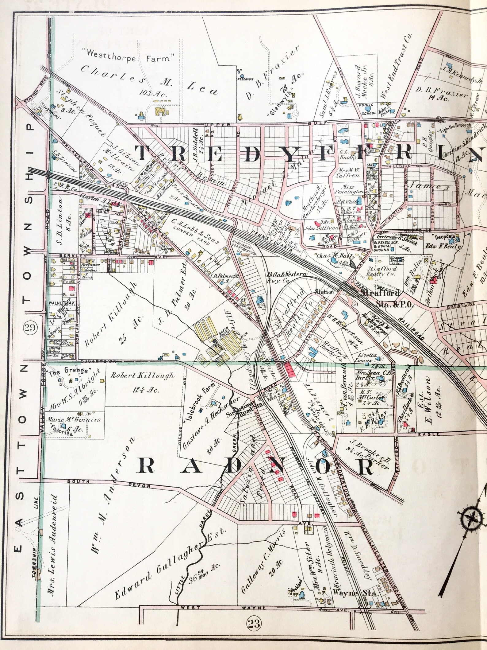 Tredyffrin Township Map, Original 1926 Mainline Pennsylvania Railroad ...