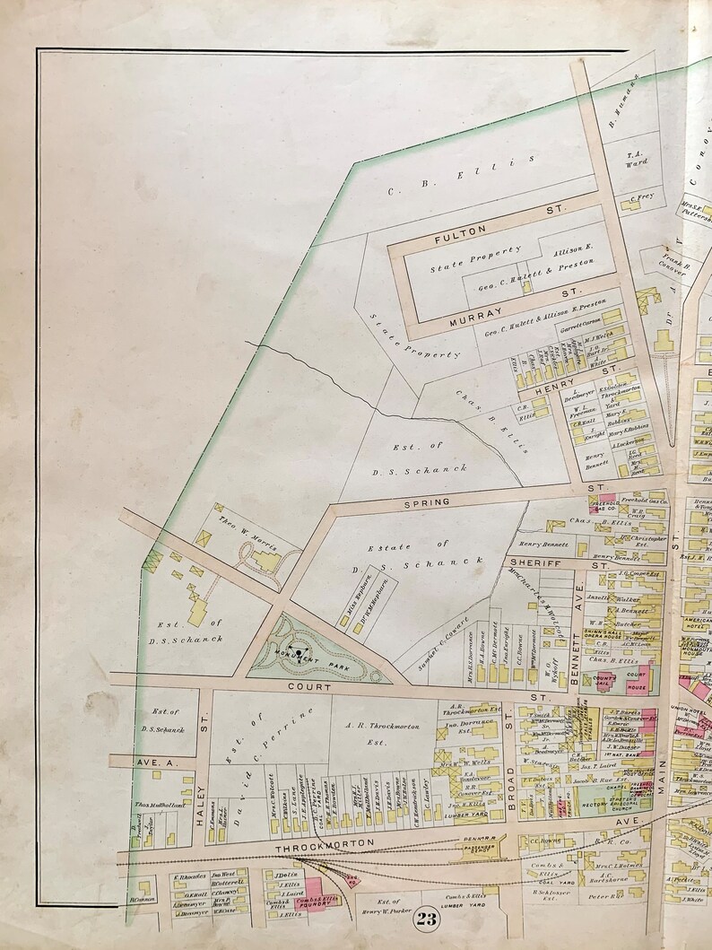Freehold Map, Original 1889 Monmouth County Atlas Map, New Jersey Map ...