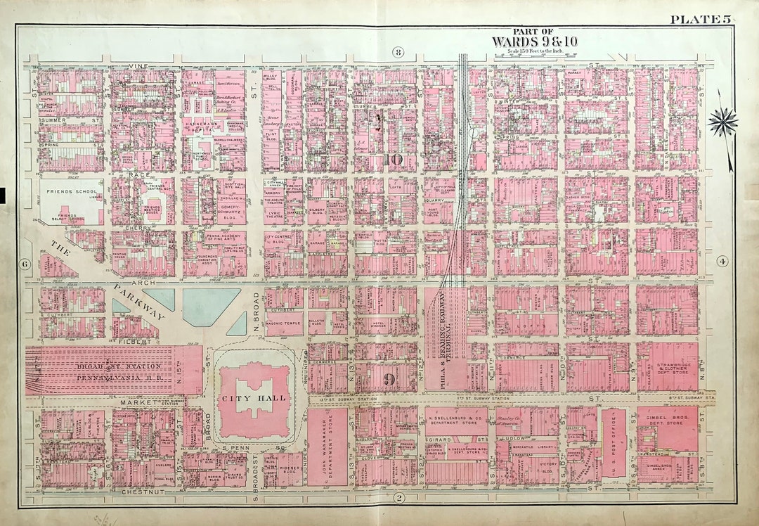 City Hall Philadelphia Map, Original 1922 City of Philadelphia Atlas ...