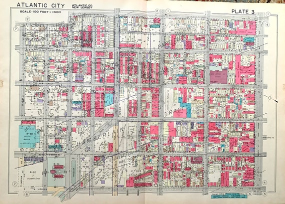 Atlantic City Map Original 1938 Absecon Island Atlas - Etsy