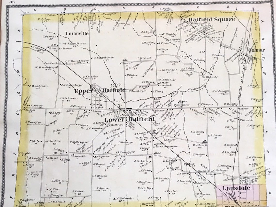 1877 Hatfield Township Montgomery County Pennsylvania Atlas | Etsy