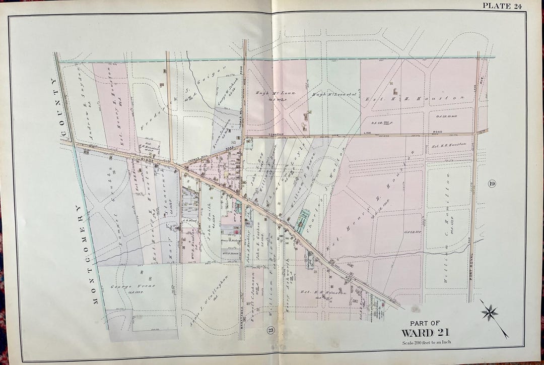 Roxborough Map, Original 1911 City of Philadelphia Atlas, Shawmont Map ...