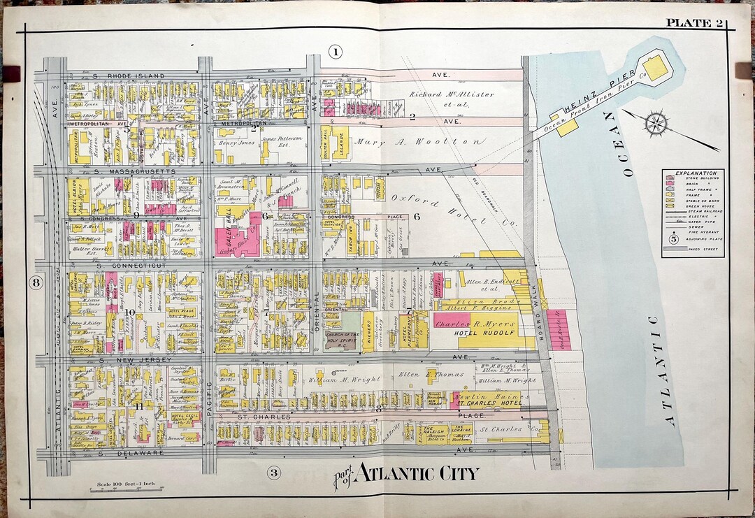 Atlantic City Map, Original 1908 Abesecon Island Atlas, Ocean Casino ...