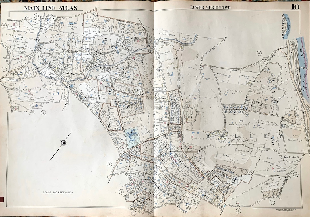 Penn Valley Map, Lower Merion Township Map, Original 1947 Main Line ...