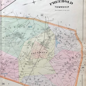 Freehold Township Map Original 1889 Monmouth County Atlas - Etsy