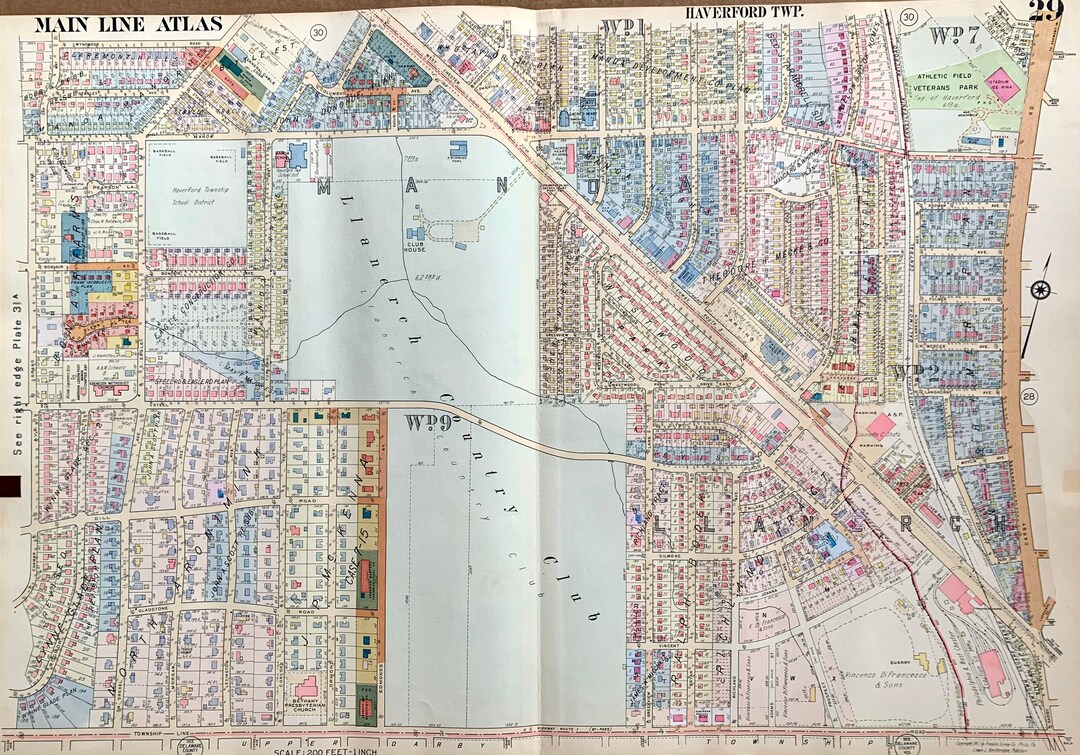 Haverford Township Map, Original 1961 Main Line Pennsylvania Railroad ...