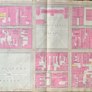 Independence Square Map, Original 1908 Philadelphia Atlas, Washington ...